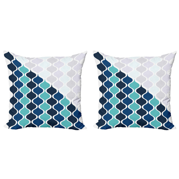 East Urban Home Kissenbezug, Gewellte Streifen Spiralen, Arabisch, Türkis Dunkelblau | Wayfair.de